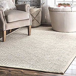 nuLOOM Suzanne Natural Textured Wool Area Rug, 4' x 6', Cream