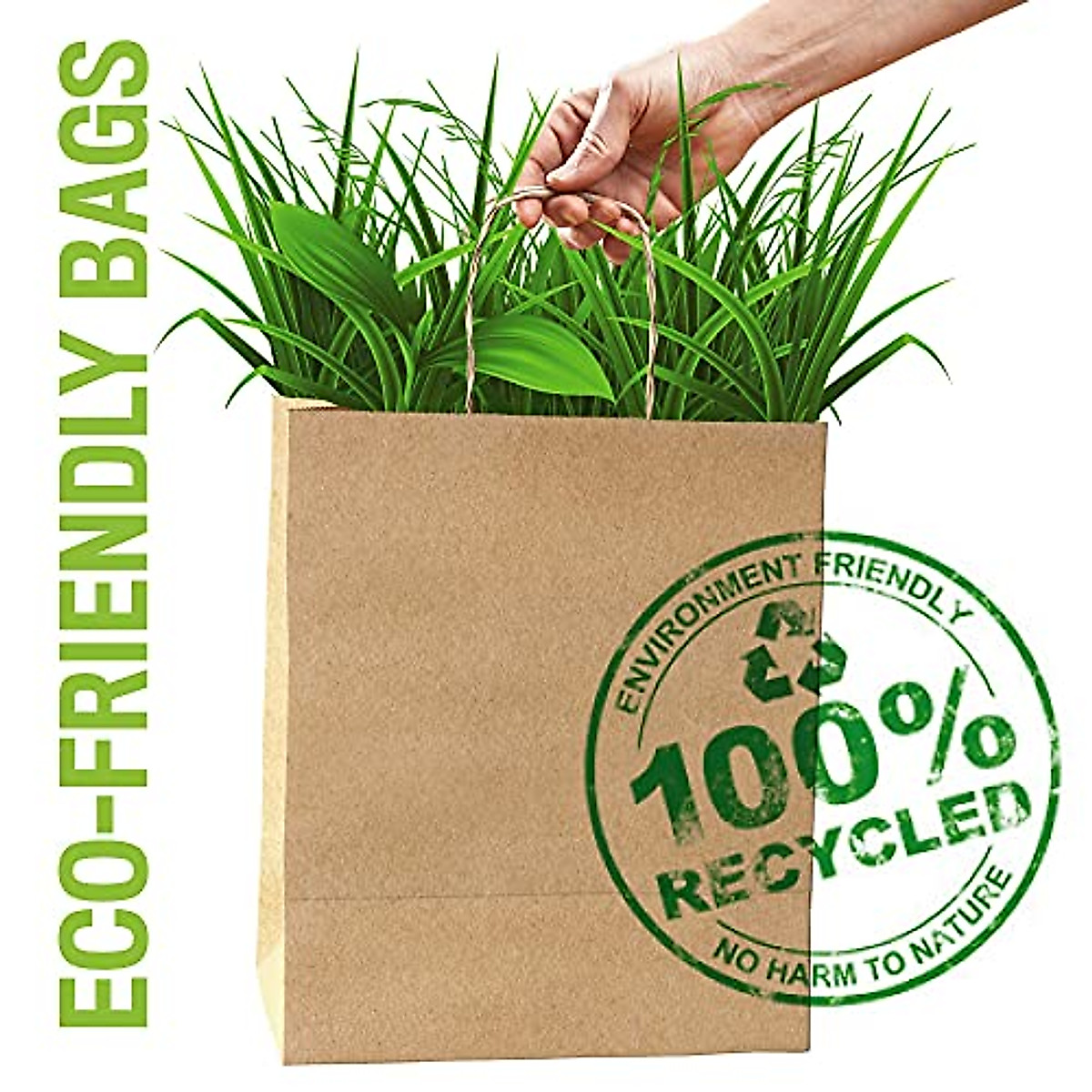 WDC Brown paper bags with handles bulk, 75 craft bags, 25 each (large, medium & small). Plain paper bags great for shopping, gift bag with assorted sizes