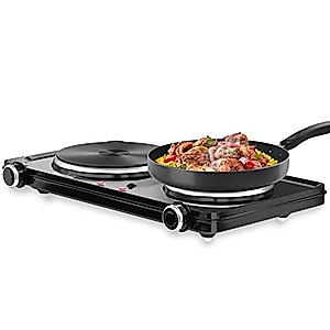 Hot Plate for Cooking, Vayepro 1800W Portable Electric Stove,Double Electric Burner for Cooking,UL listed,Cooktop for Dorm Office Home Camp, Compatible with All Cookware