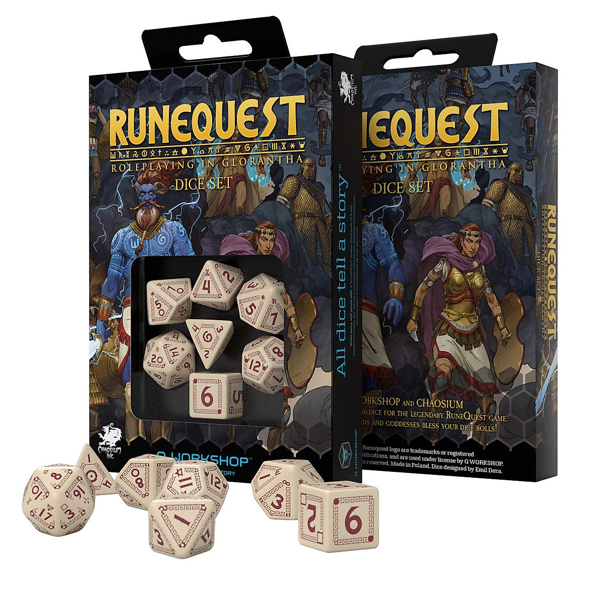 Q-Workshop RuneQuest Beige & Burgundy Expansion Dice 3