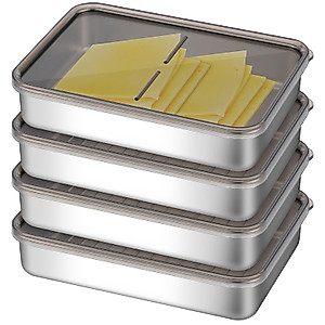 Layhit Cheese Container for Fridge Deli Meat Storage Containers with Lids Bacon Container for Refrigerator Dishwasher Safe Lunch Meat Container for Pantry, Counter, Refrigerator(4 Pcs)
