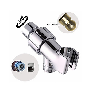 Nasml Shower Arm Bracket for Hand Held Showerheads, Adjustable Shower Arm Mount Bracket with Brass Pivot Ball, Shower Head Connector (Chrome)