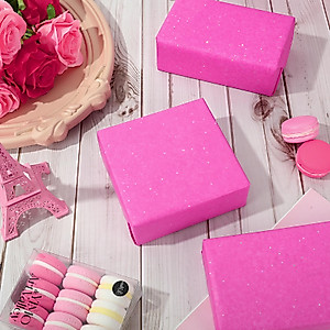 JarThenaAMCS 100 Sheets Hot Pink Tissue Paper Glitter Gift Wrapping Paper Shiny Art Craft Paper for DIY Crafts Valentine's Day Birthday Party Home Decor, 14 x 20 Inch