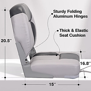 Leader Accessories A Pair of Elite Low/High Back Folding Fishing Boat Seat (2 Seats) (Charcoal/Gray)