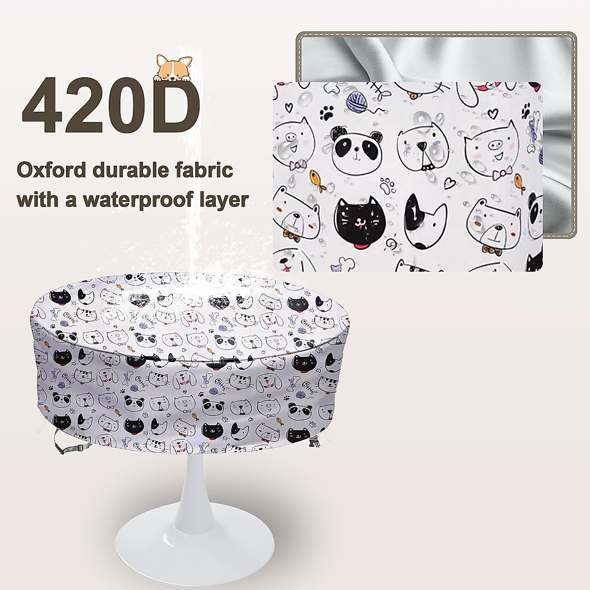 Patio Coffee Table Cover,30 Inch Outdoor Round Table Cover Waterproof, Round Patio Furniture Cover for All Weather Resistant - 30 x 20 Inch