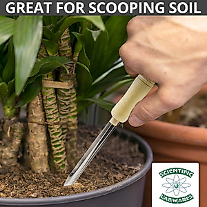 Scientific Labwares Lab Scoop Spatula with Wooden Handle - Pack of 6 - Soil Scooper Gardening Classroom Research Laboratory Veterinary Feeder