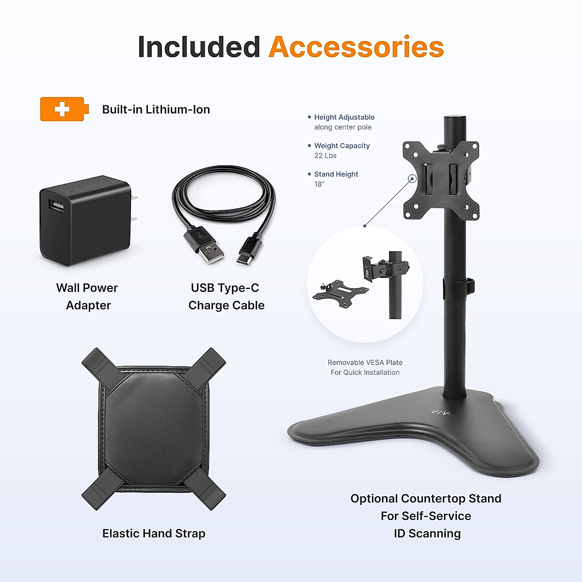 Visitor Management Bundle with Durable All-in-One 8" Android ID and Passport Scanner for Bars, Nightclubs, Gated Communities, Events, and Door Entrances – IDWare Falcon with Tabletop Stand