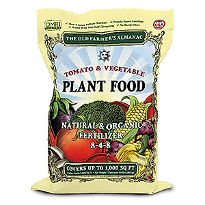 The Old Farmer's Almanac Organic Tomato & Vegetable Plant Food Fertilizer (Covers 1000 Sq Ft - 9 Lbs), (OFA-TV848-9LB)