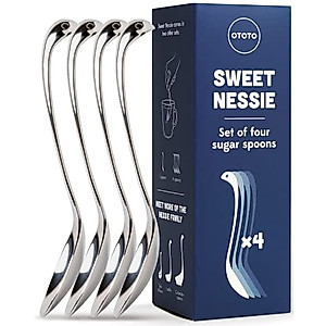 OTOTO Sweet Nessie Sugar Spoon (Set of 4) - Stainless Steel Tea Spoon - 100% Food Grade & Dishwasher Safe - Perfect Spoon for Tea & Coffee