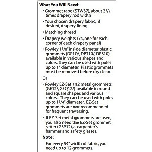 Home Sewing Depot Grommet Tape for Grommet Draperies - 6 Yards - Fits #10 & #12 Grommet