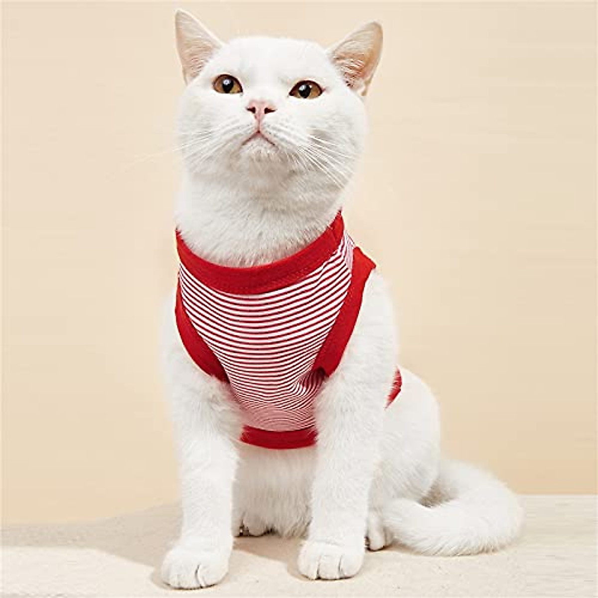 HonpraD Girl Dog Clothes Large Breed British Cotton Vest Dog Style Breathable Cat T-Shirt Striped Sleeveless Pet Clothes