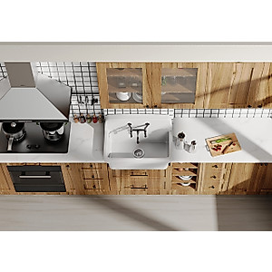 ELLAI 30 Inch White Wall Mount Utility Sink High Back Wall Mounted Ceramic Laundry Tub 15 Gallon Slop Sink for Laundry Room, Garage, Kitchen, Basement 30" x 19" x 18"