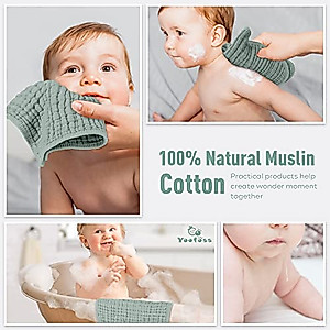 Yoofoss Muslin Burp Cloths 6 Pack Baby Washcloths Large 20''X10'' 100% Cotton 6 Layers Super Soft and Absorbent - Dark Green