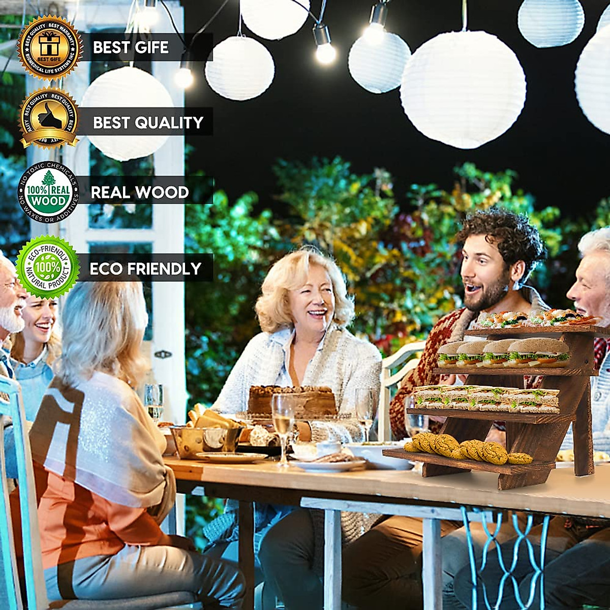 Manspdier Wooden Display Stand Wood Cupcake Stands Tool Free, Rustic Risers for Display Ideal Craft Funko Pop Shelves Table Display Stand for Vendors Wood Riser