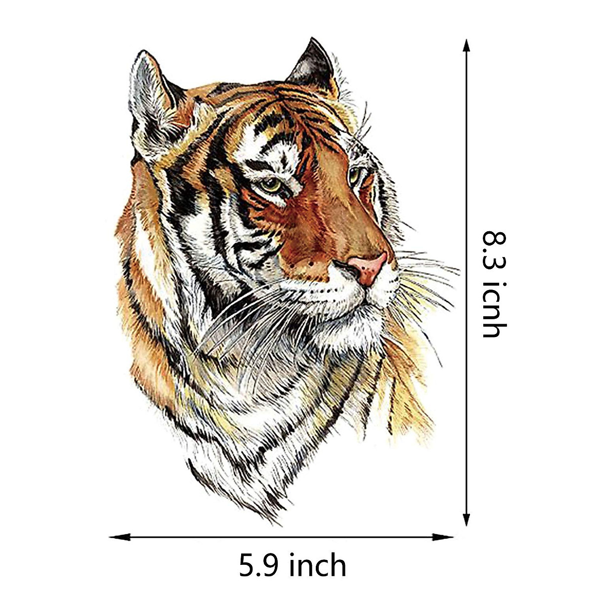 Lion Tiger Wolf Half Arm Sleeve Temporary Tattoo Sticker For Men L8.3"xW5.9"(20Sheets)