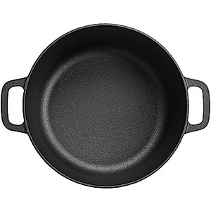 Amazon Basics Pre-Seasoned Cast Iron Round Dutch Oven Pot with Lid and Dual Handles, 5-Quart, Black