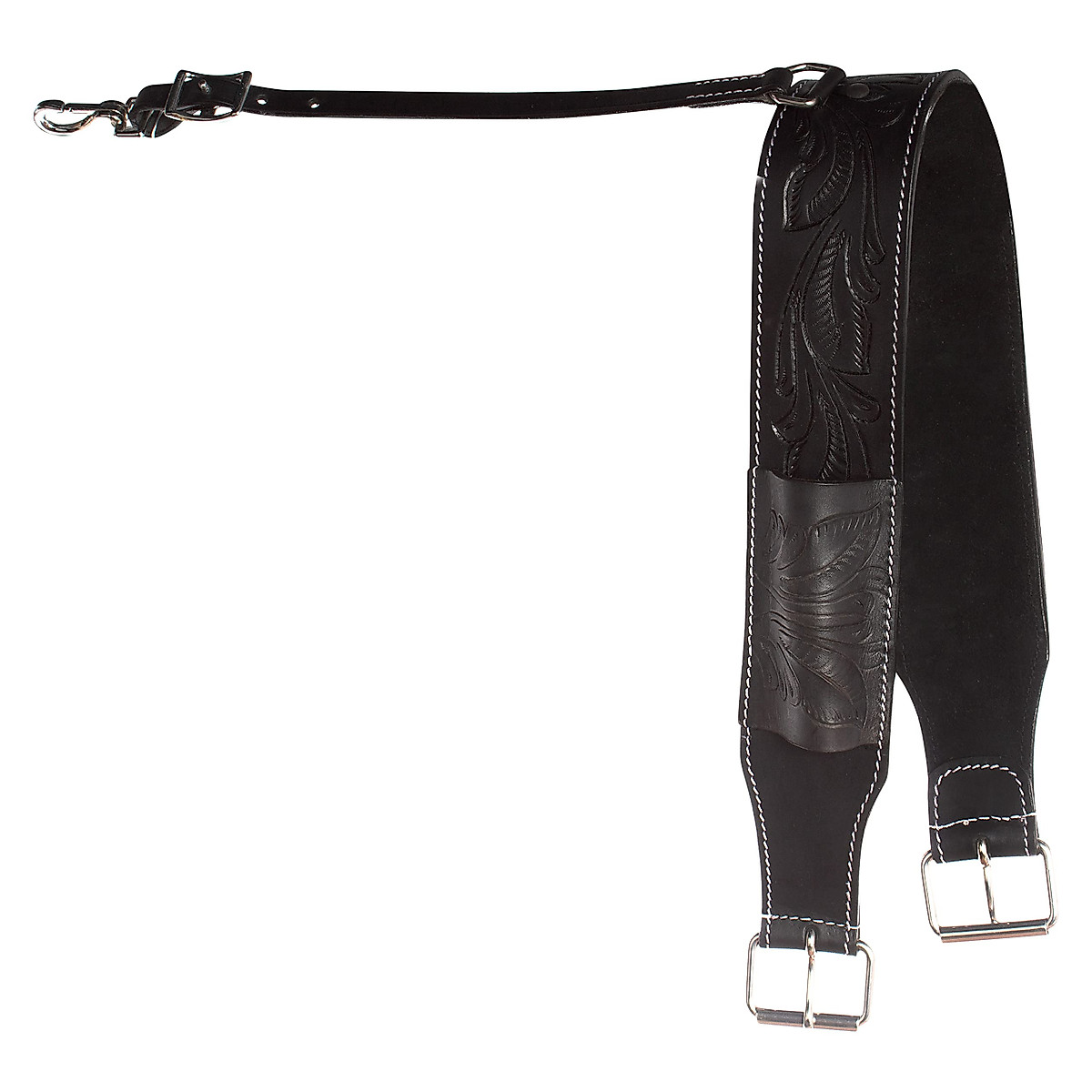Acerugs BLACK WESTERN LEATHER SADDLE BACK CINCH FLANK GIRTH REAR GIRTH TOOLED (Standard)