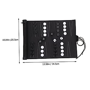 Toyvian 4 Pcs Backgammon Board Leather Backgammon Board Roll- up Tournament Chess Folding Small Chess Set Portable Chess Board Magnetic Chess Board Travel Backgammon Chess Supply Pu Aldult