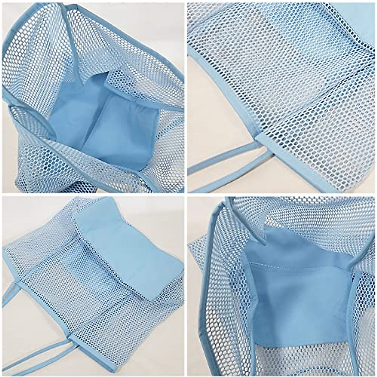 Women's Shoulder Bags Mesh Beach Handbag Large Tote Purse Summer Handbag Hobo Bag for Vacation, Sky Blue