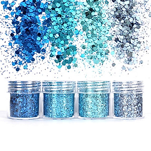 Unime Body Glitter 16 Colors Chunky Glitter for Body Face Hair Make Up Nail Art Mixed Color Glitter
