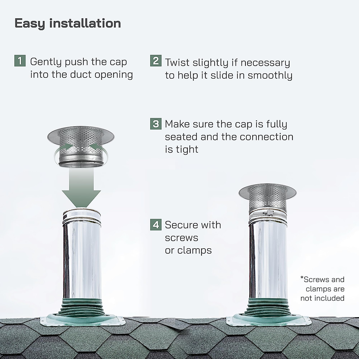 Vent Systems 6" Inch Round Chimney Cap Galvanized Steel for All Weather Conditions Top Round Exhaust Cap with Rubber for Perfect Insulation Roof Vent Cap Vent Cover 6 Inch 150 mm