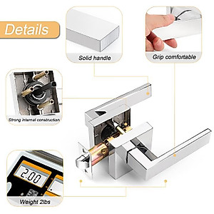 Probrico Polished Chrome Door Levers Hallway and Closet Passage Function Door Handles Modern Style Square Leverset Interior Heavy Duty Non-Locking Hardware, 10 Pack