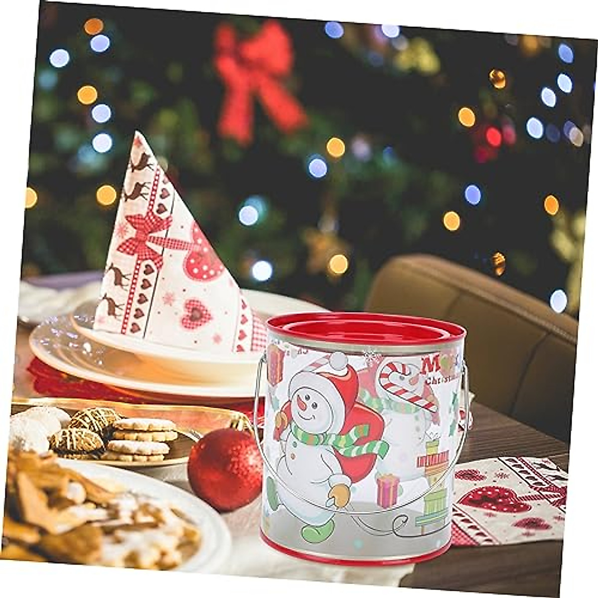 NOLITOY 16 Pcs Portable Cylinder Cookie Containers for Giving Christmas Biscuit Xmas Candy Canister Loose Tea Tin Candy Container Adorable Candy Canister Seal PVC Christmas Box