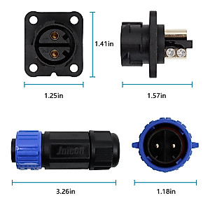 Trolling Motor Plug Receptacle Set for Marine Boat, Waterproof 12/24/36/48 Volt Trolling Motor Connector Kit for Down Rigger, Fishing Reel, DC Power, Trolling Motor Accessories