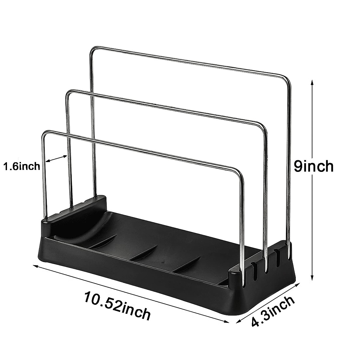 MUUBOOX Pot Lid Holder Cutting Board Drying Rack Support Organizer、Kitchen Storage Cabinet Organizer for Dishcloth Towel/ Cutting Board/Kitchen knife (Black)