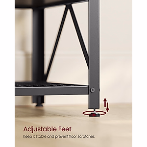 VASAGLE TV Stand, TV Console for TVs Up to 70 Inches, TV Table, 63 Inches Width, TV Cabinet with Storage Shelves, Steel Frame, for Living Room, Bedroom, Black with Wood Grain ULTV095B22