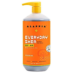 Alaffia EveryDay Shea Body Wash, Naturally Moisturizing Cleanser for All Skin Types with Fair Trade Shea Butter, Neem & Coconut Oil, Unscented, 32 fl oz