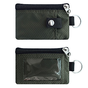 CHENSPRX Minimalist RFID Blocking Small Wallet with ID Window,WaterResistant Zip Id Case Wallet with Lanyard Keychain for Cards,Cash,Travel,Women,Men (Army Green)