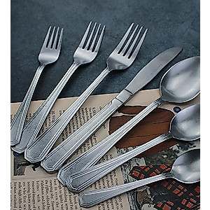 Silverware Set Cutlery Retro Bordered Utensil Flatware Food-Grade Stainless Steel Home Restaurant Small Business,Mirror Finish Tableware 40 Piece Service for 8