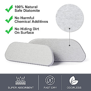 Magicfour 2 Pack Quick Dry Drip Catcher for Refrigerator Drip Tray, Diatomite Refrigerator Water Drip Catcher, Water Absorbent Fridge Water Dispenser Drip Tray, Slim, Reusable, Grey, 2 Sizes