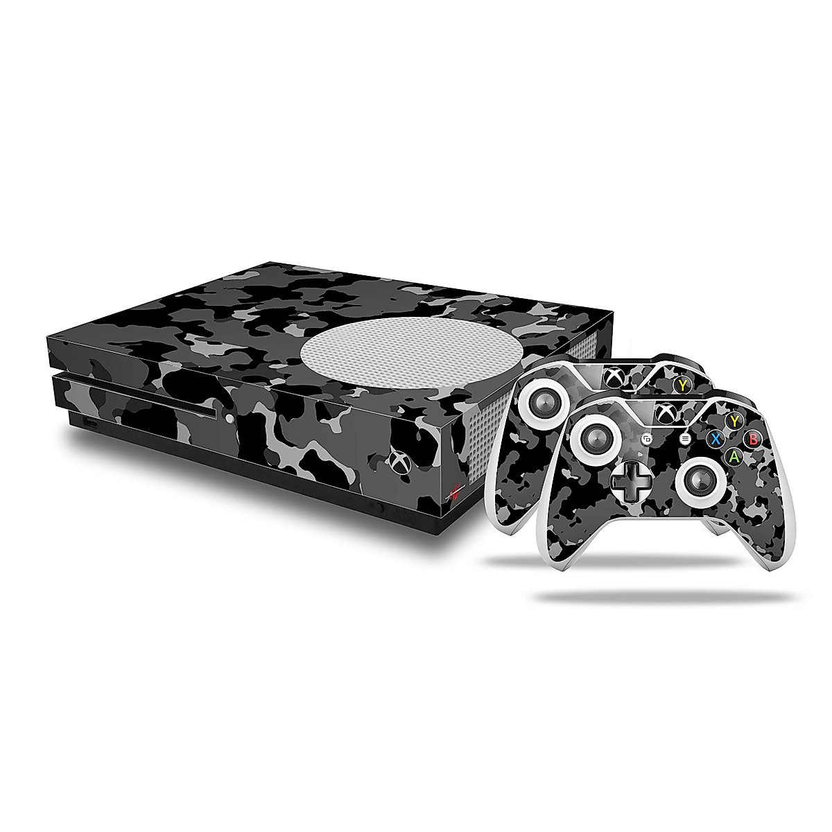 WraptorSkinz Decal Vinyl Skin Wrap Compatible with Xbox One S Console and Controllers - WraptorCamo Old School Camouflage Camo Black