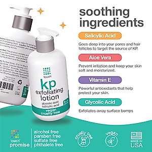 TOUCH Glycolic Acid Lotion for Keratosis Pilaris - KP Lotion Moisturizer - Glycolic Acid Body Lotion for AHA BHA Rough & Bumpy Skin- Keratosis Pilaris Exfoliating Lotion Gets Rid Of Redness - 8 Fl Oz