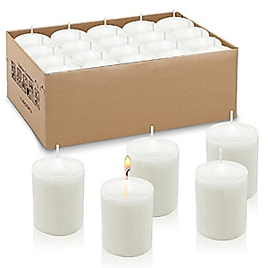 Amusaer White Votive Candles, 20 Packs Unscented Wax Candles for Wedding, Party & Home (15 Hour), 1.5''D x 2.25''H