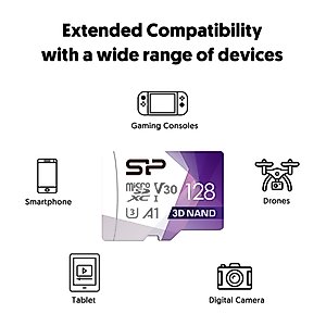 Silicon Power Micro SD Card 128GB Memory Card with Adapter