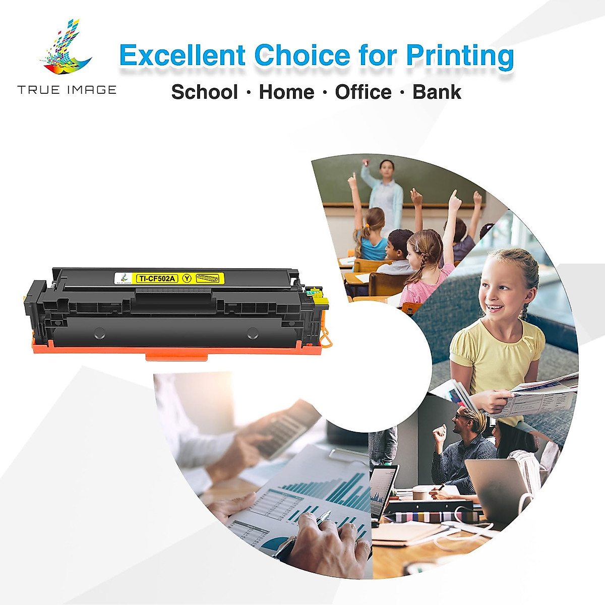 TRUE IMAGE Compatible Toner Cartridge Replacement for HP 202A CF500A 202X M281fdw HP Color Pro MFP M281fdw M281cdw M254dw M281fdn M254 M281 202 Toner Printer (Black Cyan Yellow Magenta, 4-Pack)