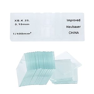 SHAUSE Hemocytometer Blood Count Glass Blood Cell Counting Chambers with 100 Coverslips