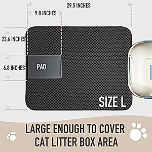 Shekkam Cat Litter Mat: Double-Layer Easy Clean Litter Trapping Mat Catcher 29.5 x 23.6'' for Cat Litter Box, No Phthalate, Urine Proof & Waterproof, Larger Holes Kitty Litter Mat (Honeycomb Pattern)
