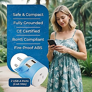 OREI Thailand Travel Plug Adapter with Dual USB - USA Input - Type O (U2U-18), Will Work with Cell Phones, Camera, Laptop, Tablets, iPad, iPhone and More