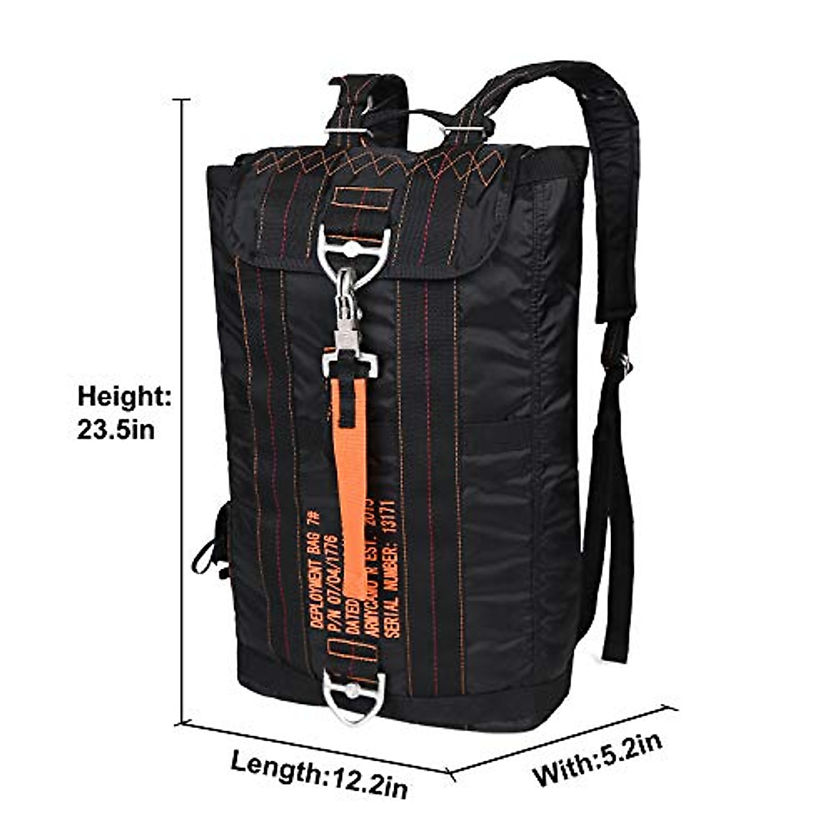 Greencity AIR Force Parachute Buckles Rucksacks Flight Gear Bag Tactical Backpack Deployment Bag,Black