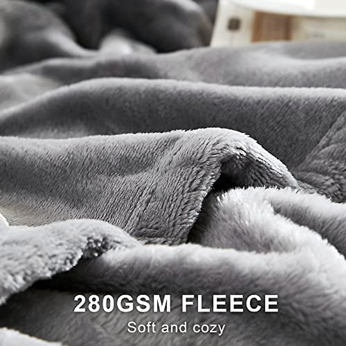 Hansleep Fleece Blanket Twin Size Grey, Soft Cozy Twin Blanket, Fuzzy Flannel Lightweight Blanket for Bed, Sofa, Couch, Travel, Camping, 60 x 80 Inches