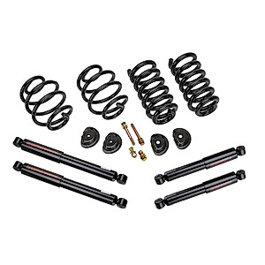 1963-1972 C10 3 Inch Front and 5 Inch Rear Drop Lowering Kit with Shocks - Improve Stance and Ride Quality, Fits 6 Cylinder and V8 Trucks, Black Powder Coated Springs