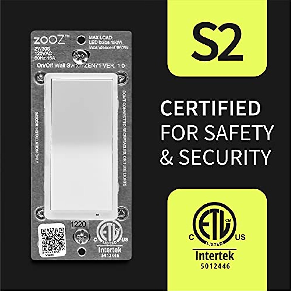 Zooz 700 Series Z-Wave Plus On/Off Switch ZEN71, White | Direct 3-Way (No Add-On Switch Needed) | Z-Wave Hub Required