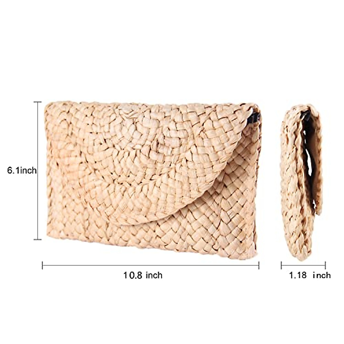 Kuang Womens Straw Clutch Purse Handbag Shoulder Clutch Envelope Wallet Beach Straw Purse for Ladies