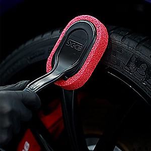 SGCB Car Tire Shine Applicator Sturdy Waxing Tire Dressing Sponge Brush with Curved Handle for Auto Detailing Easy to Use Tire Cleaning Tools