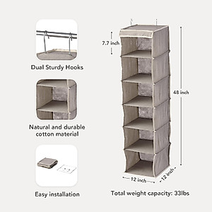 GUDEE ALFIO Shelf Hanging Closet Organizer, Collapsible Hanging Shelves with Dual Sturdy Hooks for Storage, 6 Open Shelving Windows