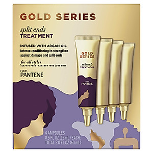 Pantene Gold Series Split Ends Treatment, for Curly and Coily Hair, Infused with Argan Oil, 0.5 Fl Oz x 4 Count
